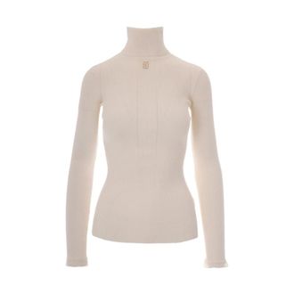 Elisabetta Franchi Femme, Pulls, Blanc, Taille: 42 FR Pull &agrave; col roul&eacute;
