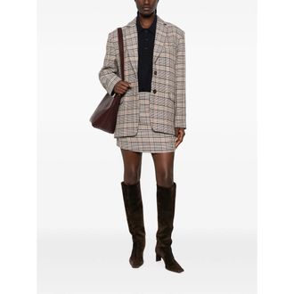 Anine Bing Checked Viscose Blazer - Beige