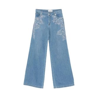 Ermanno Scervino Femme, Jeans, Bleu, Taille: 42 FR Jeans Brod&eacute;s de Fleurs