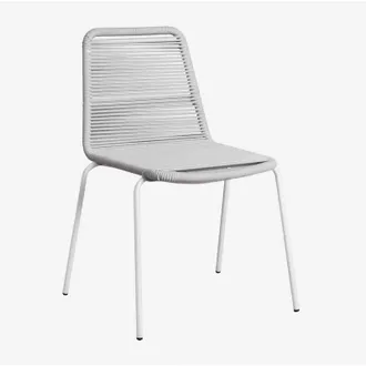 Sklum Sklum - 2er-Set stapelbare Gartenst&uuml;hle aus Eisen und geflochtener Schnur Mileyd Helles Grau