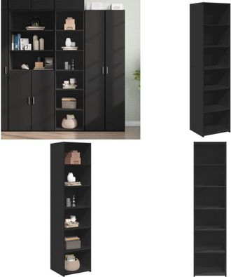 vidaXL Highboard Schwarz 45x41x185 cm Holzwerkstoff - Sideboard - Hochschrank - Wohnzimmerm&ouml;bel - Schwarz - Holzwerkstoff - Home & Living