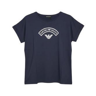 Emporio Armani T-Shirt Over Logomania - - Tops - Damen - Blau - M