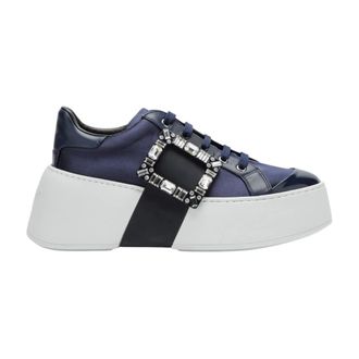 Roger Vivier Femme, Chaussures, Bleu, Taille: 39 EU Viv Run Strass Buckle Baskets
