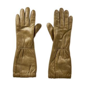 Bottega Veneta Femme, Accessoires, Vert, Taille: 7 1/2 IN Gants en cuir avec logo en relief