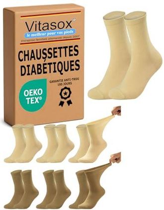 Vitasox 11120134 Chaussettes diabetique femme en coton, chaussettes m&eacute;dicales sensibles sans &eacute;lastique sans couture 8 paires noires anthracites bleu marine to