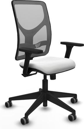 Piqueras y Crespo Schreibtischstuhl mit Rollen mit 3D-Armlehnen, h&ouml;henverstellbare Lendenwirbelst&uuml;tze, ausgestattet mit 3 Positionen und Schneideschaum, Grau/Wei&szlig;
