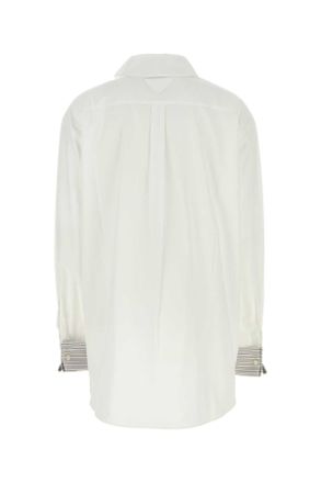 Prada Womens White Poplin Shirt Bianco Exterior: Cotton Camicie