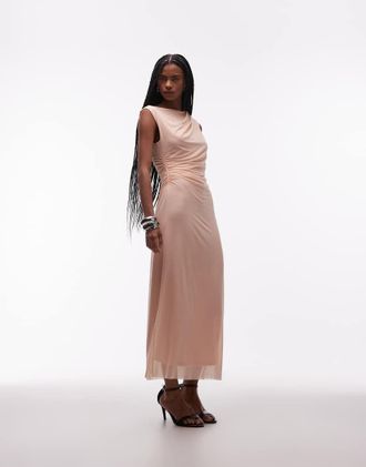 & Other Stories Robe mi-longue drap&eacute;e - Rose argile