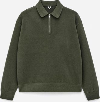 Arket Doubleface-Pullover Mit Kurzem Rei&szlig;verschluss -Gr&uuml;n