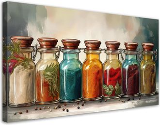 Feeby Wandbilder - Bilder Schlafzimmer - Bunte Gew&uuml;rze Kr&auml;uter - 100x50 1tlg - Wohnzimmer Bild Gro&szlig; - Wohnungs - Foto Geschenk - Leinwand Wall Art - Wand De