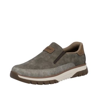 Rieker Slip-On Sneaker RIEKER, Herren, Gr. 40, taupe, braun, Lederimitat, Schuhe, Slipper, Halbschuh, Freizeitsneaker mit Kontrastbesatz