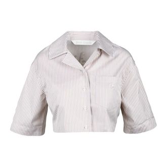 Palm Angels Femme, Blouses et Chemises, Beige, Taille: 34 FR Camicia Corta