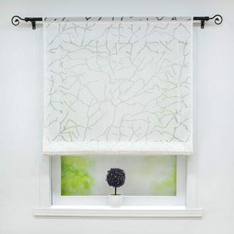 Joyswahl Voile Raffrollo Ausbrenner Raffgardinen mit Tunnelzug »Äste« Schals Fenster Gardine BxH 120x155cm Weiß 1er Pack