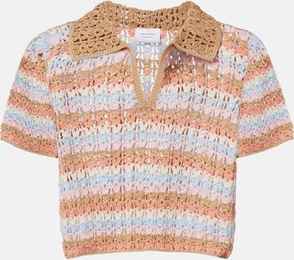 Anna Kosturova Polo court en coton &agrave; rayures