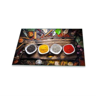 Decorwelt Herdabdeckplatte Abdeckung Ceranfeld Abdeckplatte Schneidebrett 1-Teilig 80x52 Gew&uuml;rze Mehrfarbig Spritzschutz Glasplatte Ceranfeldabdeckung Schutz He