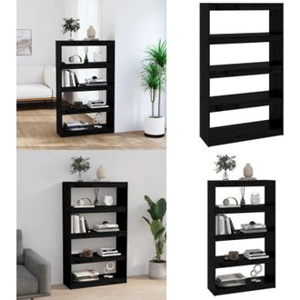 vidaXL Vidaxl - B&uuml;cherregal/Raumteiler Schwarz 80x30x135,5 cm Massivholz Kiefer - B&uuml;cherregal - Raumteiler - Holzm&ouml;bel - Massiver Kiefer - Schwarz - Home &