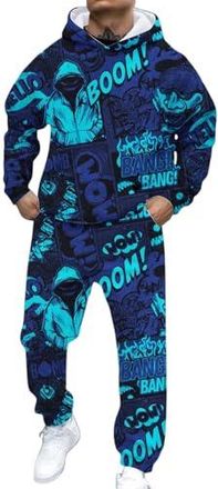 Generic Surv&ecirc;tement 2 pi&egrave;ces pour homme - Surv&ecirc;tement de sport - Surv&ecirc;tement de loisirs - Streetwear - Surv&ecirc;tement &agrave; capuche et pantalon de jogging, bleu ciel