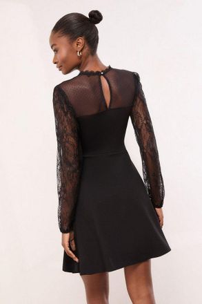 Lipsy Minikleid Lipsy hochgeschlossenes, gerafftes Minikleid (1-tlg)