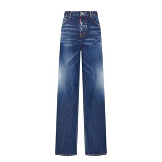 Dsquared2 Femme, Jeans, Bleu, Taille: 38 FR Jean Large Effet D&eacute;chir&eacute;
