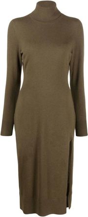 Michael Kors Femme, Robes, Vert, Taille: 38 FR Robe Pull Col Roul&eacute; en M&eacute;lange de Laine