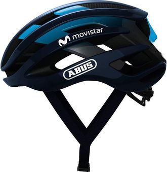 ABUS Rennradhelm AirBreaker - High-End Fahrradhelm für den professionellen Radsport - für Jugendliche und Erwachsene - Helm für Damen und Herren - Movistar