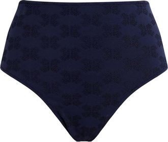 Vilebrequin Femme, Maillots de bain, Bleu, Taille: 38 FR Bas de bikini taille haute Jacquard Monogramme Tortue