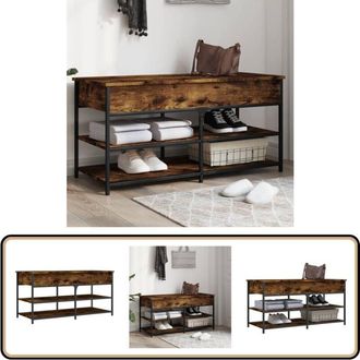 vidaXL Schuhbank R&auml;uchereiche 100x42,5x50 cm Holzwerkstoff - Schuhbank - Flurbank - Holzwerkstoff M&ouml;bel - Regal - Aufbewahrungsbox