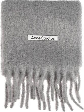 Acne Studios unisex, Accessoires, Gris, Taille: ONE Size Mohair Logo Scarf