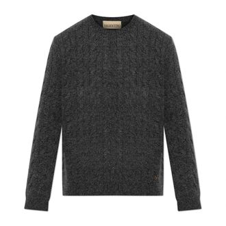 Valentino Garavani Wollpullover mit Zierstrick - - Knitwear - Damen - Grau - S