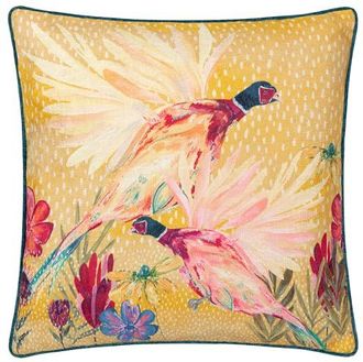 furn. Wylder Nature Country Wilds Fasan Bloom Bedrucktes Kissen mit Polyesterf&uuml;llung - Gold - 45 x 45 cm