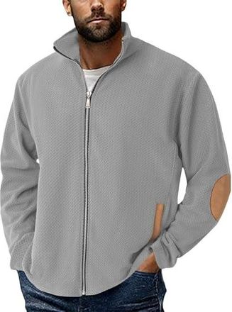 Generic Sweat-shirts pour homme - Veste polaire pour homme - Fermeture éclair intégrale - Léger - Col montant - Veste chaude décontractée dextérieur coupe-ven