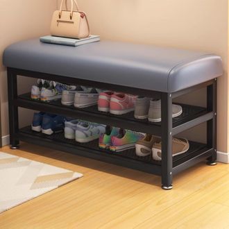 Generic Sitzbank Mit Stauraum Schuhbank Mit Sitzfl&auml;che Sitzbank Mit Stauraum Gepolstert Schuhablage Mit Kissen for Eingangsbereich Bad Wohnzimmer Flu(Gray,60c