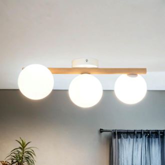 Licht-Erlebnisse Deckenlampe Metall Holz Schwarz Kiefer Wei&szlig; Schlafzimmer Esszimmer Flur 65 cm G9 gem&uuml;tlich blendarm lange Wohnzimmer Deckenleuchte OLARA