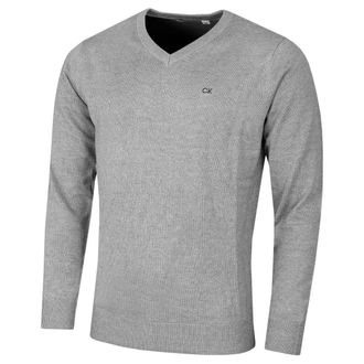 Calvin Klein Herren V-Ausschnitt Soft Cotton Pullover - Grau Marl - XXXXL