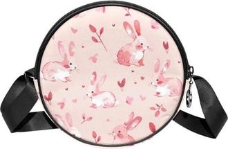 Generic Petit sac &agrave; bandouli&egrave;re Circle pour femme, petit sac &agrave; bandouli&egrave;re rose avec fermeture &eacute;clair, bretelles r&eacute;glables, sac &agrave; main rond d&eacute;contract&eacute; pour f