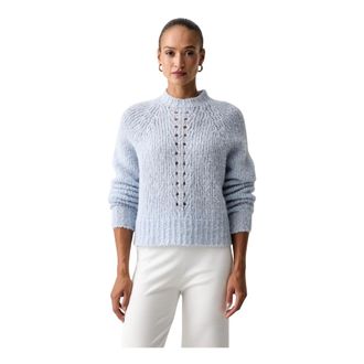 Twinset Femme, Pulls, Bleu, Taille: 36 FR Pull en maille &agrave; col rond d&eacute;contract&eacute;