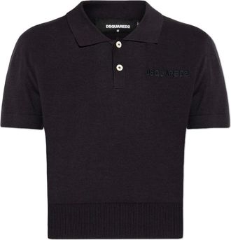 Dsquared2 Femme, Tops, Noir, Taille: 38 FR Polo Court en Maille