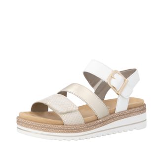 Remonte Keilsandalette REMONTE, Damen, Gr. 36, wei&szlig;, goldfarben, Lederimitat, Schuhe, Keilabsatz, Sommerschuh, Sandale in veganer Verarbeitung