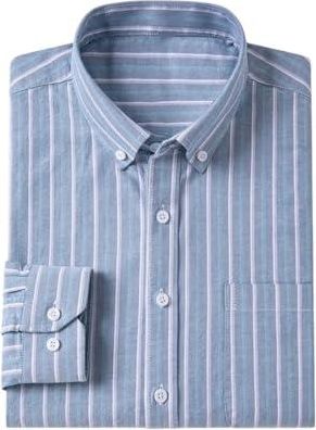 Generic Chemise Oxford classique &agrave; manches longues pour homme, coupe ajust&eacute;e, d&eacute;contract&eacute;e, unie, ray&eacute;e, boutonn&eacute;e, 808, 3XL