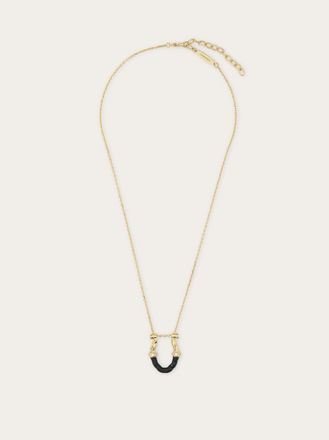 Ferragamo Damen Halskette mit Gancini-Anh&auml;nger Schwarz