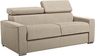 Vente-Unique Schlafsofa 3-Sitzer - Liegefl&auml;che mit Lattenrost: 140 cm - Matratze: 22 cm mit Memory Schaum - Stoff - Beige - Vizir