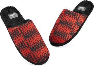MARVEL Chaussons Homme Fantaisie Pantoufles Homme Chausson Chaud Confortable Idée Cadeau Homme Ado (Noir/Rouge, 42-43 EU)