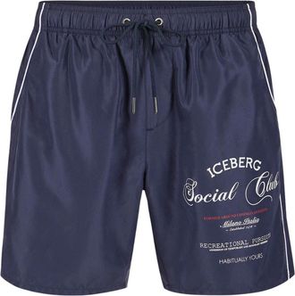 Iceberg Homme, Maillots de bain, Bleu, Taille: 2XL Classic Boxer Swim Shorts