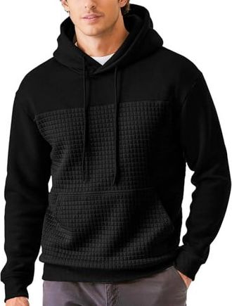 Generic Sweat-Shirt &agrave; Capuche d&eacute;contract&eacute; &agrave; Manches Longues pour Homme, Pull en Polaire Tendance, Noir, Taille 3XL