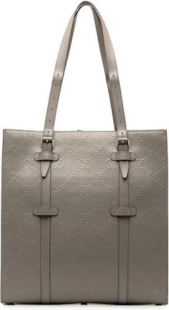 Gucci Shopper - GG Embossed Leather Vertical Tote - Gr. unisize - in Grau - f&uuml;r Damen