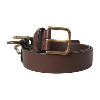 Dolce & Gabbana Goldene Schnalle Lederg&uuml;rtel Stilvolle M&auml;nner - - Accessories - Herren - Braun - ONE SIZE