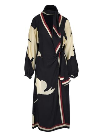 Johanna Ortiz floral print wrap midi dress - Schwarz
