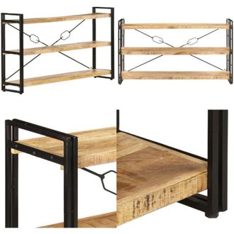 vidaXL Vidaxl - B&uuml;cherregal 3 F&auml;cher 140x30x80 cm Mango Massivholz - Holz Regal - B&uuml;cherregal - Industrielles Design - Mangoholz - Vintage Stil - Home &
