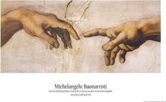 1art1 Michelangelo Buonarroti Poster Die Erschaffung Adams, Detail, 1508-1512 Plakat | Bild 91x61 cm