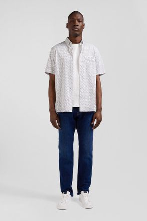 Eden Park Chemise Manches Courtes En Coton &Eacute;cru Microimprim&eacute; Coupe Regular